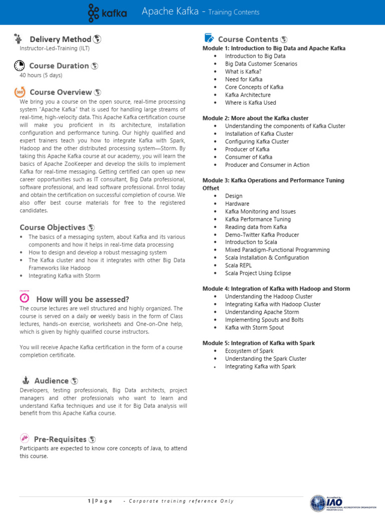 KAFKA - Training Contents - 5 Days | PDF | Apache Spark | Apache Hadoop