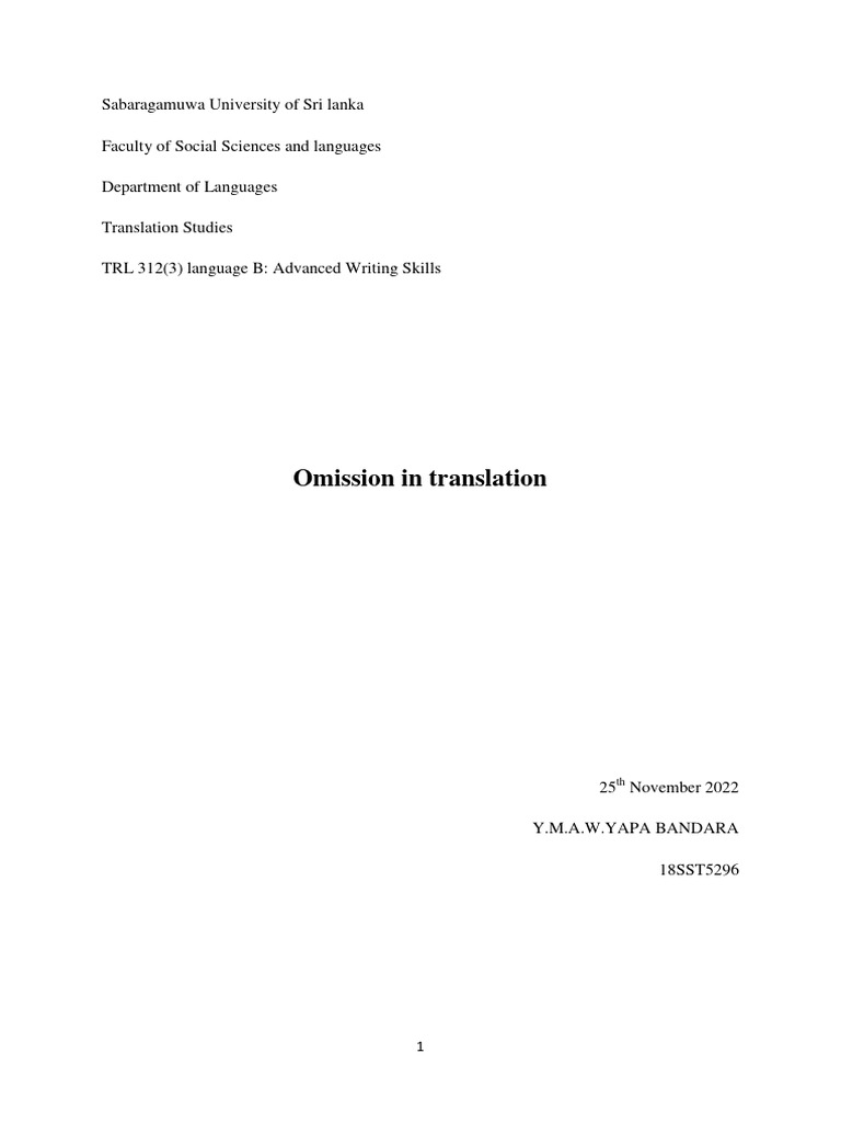 Omission Techniques in Translation | PDF | Translations | Ellipsis