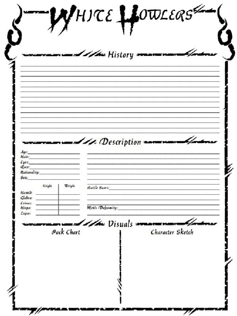 White Howler Character Sheet 2 | PDF
