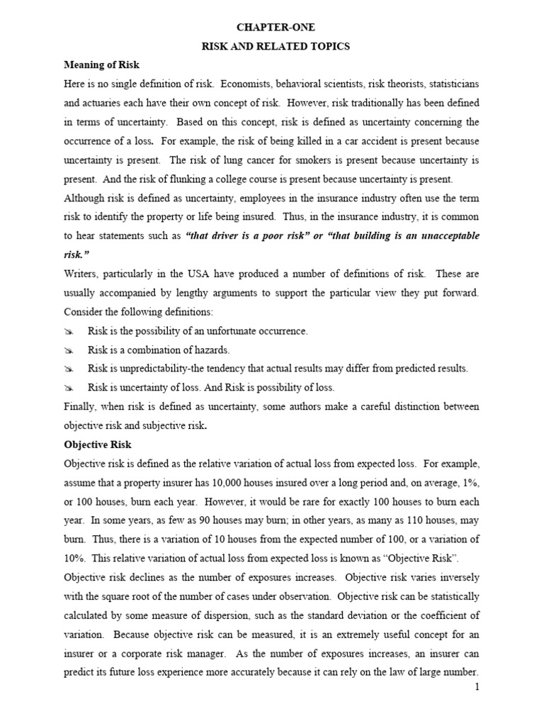 Risk Chapter-1 | PDF | Risk | Uncertainty