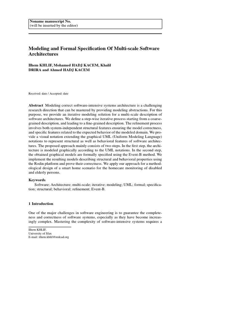 Modeling Multiscale Software Architectures | PDF | Unified Modeling Language | System