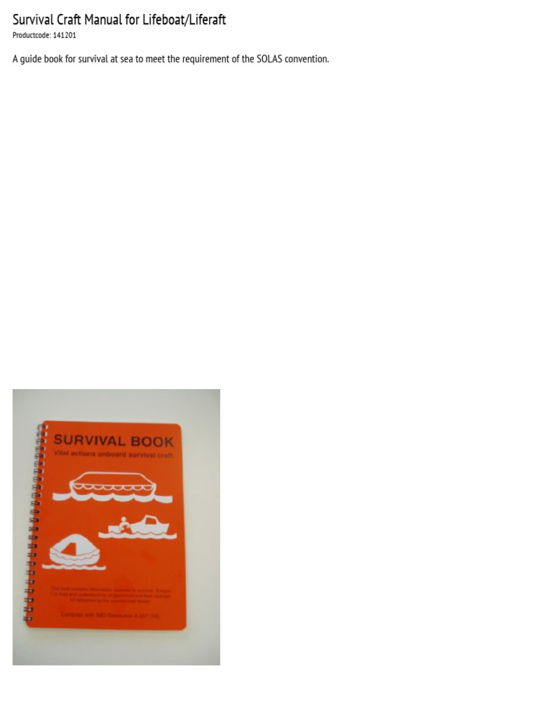 Traconed 141201 Survival Craft Manual For Lifeboat Liferaft | PDF