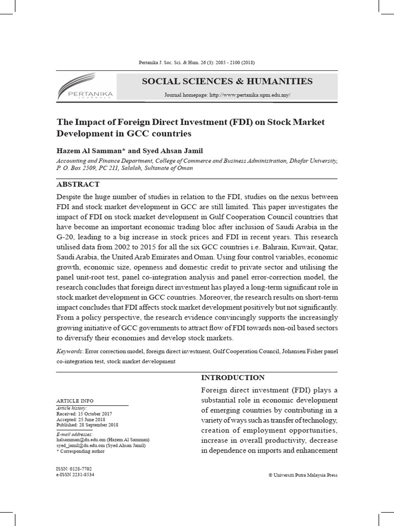 The Impact of Foreign Direct Investment (FDI) On Stock Market ...