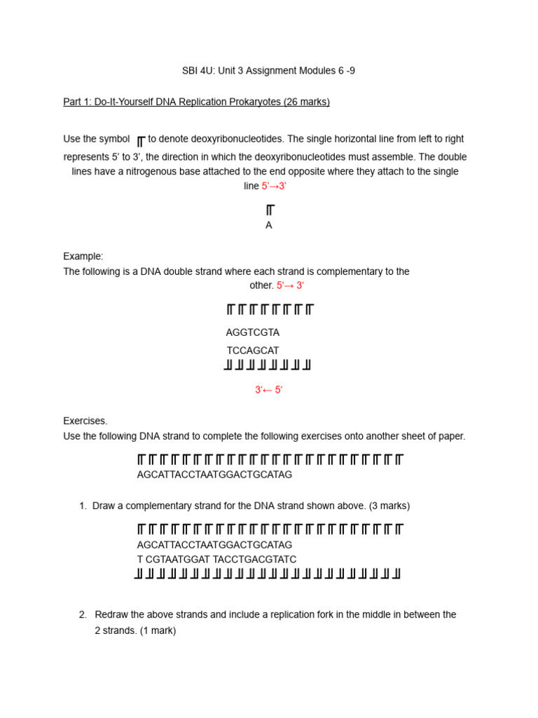SBI4U - Unit 3 Assignment | PDF | Ribosome | Translation (Biology)