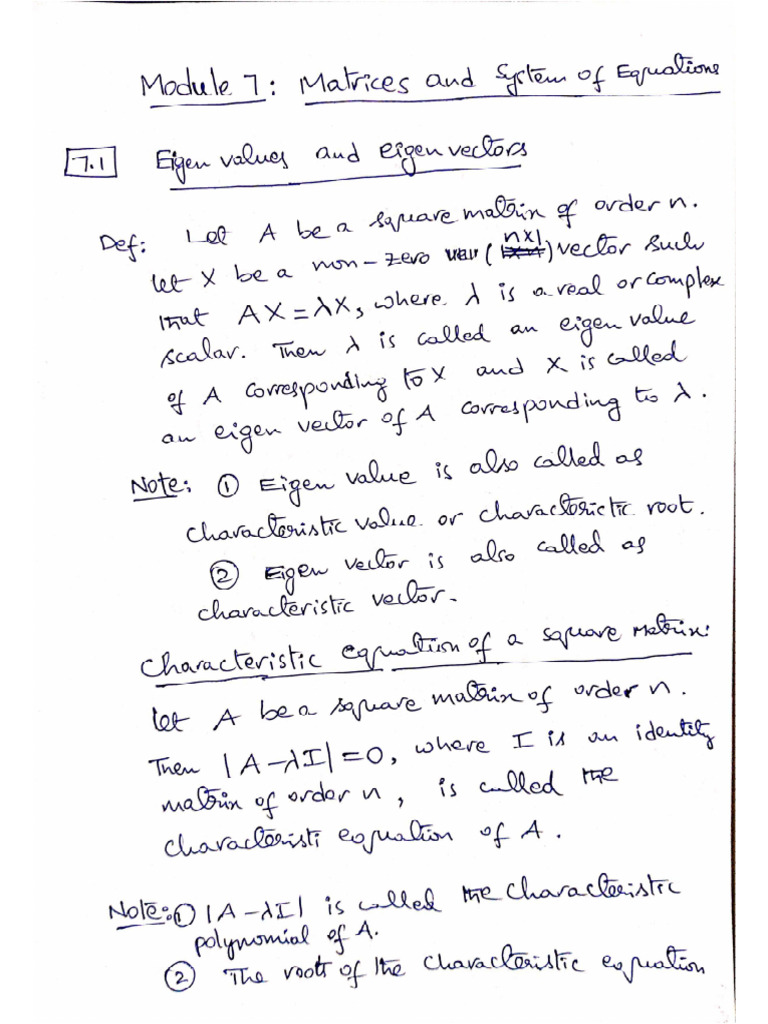 22-Module 7 - Matrices and System of Equations-Eigenvalues and Eigen Vectors of Square Matrix ...