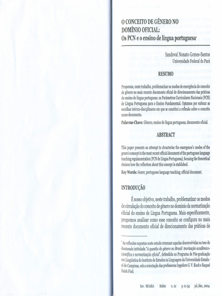 2004_O conceito de gênero no dominio oficial - os PCN e o ensino de ... 2004_O conceito de gênero no dominio oficial - os PCN e o ensino de ...
