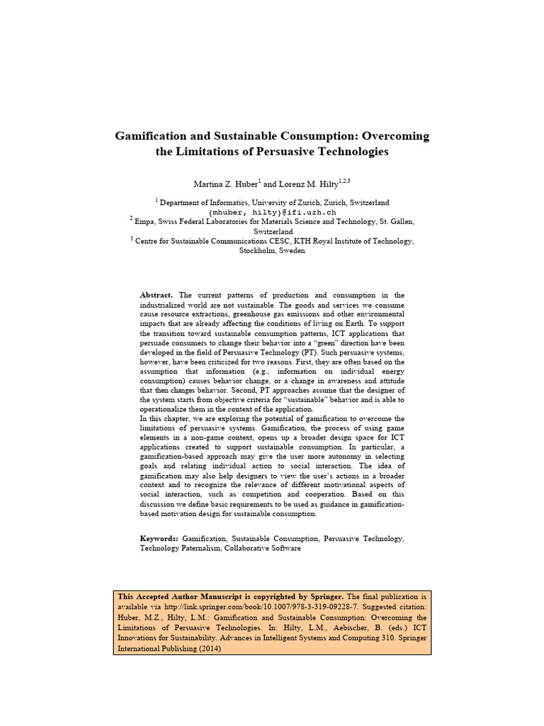 6 - Gamification and Sustainable Consumption Overcoming | PDF | Attitude (Psychology ...