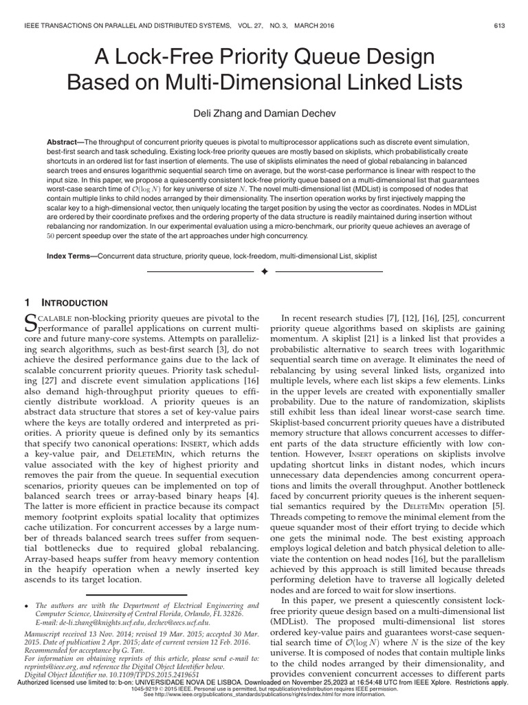 A Lock-Free Priority Queue Design Based On Multi-Dimensional Linked ... A Lock-Free Priority Queue Design Based On Multi-Dimensional Linked ...