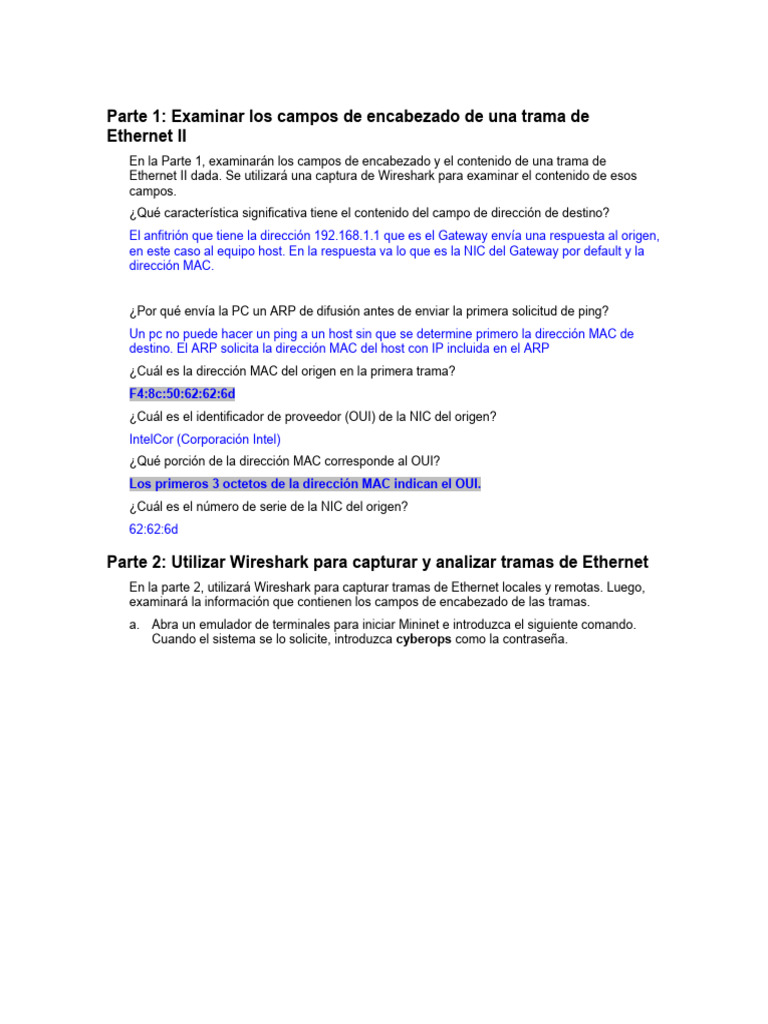 8 2 8 Lab Using Wireshark To Examine Ethernet Frames Pdf