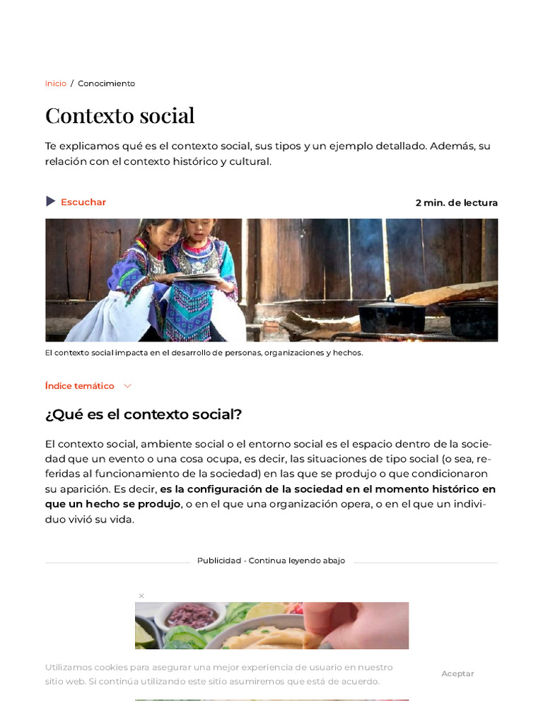 Contexto Social - Qué Es, Concepto, Tipos y Ejemplos | PDF | Sociedad | Pensamiento