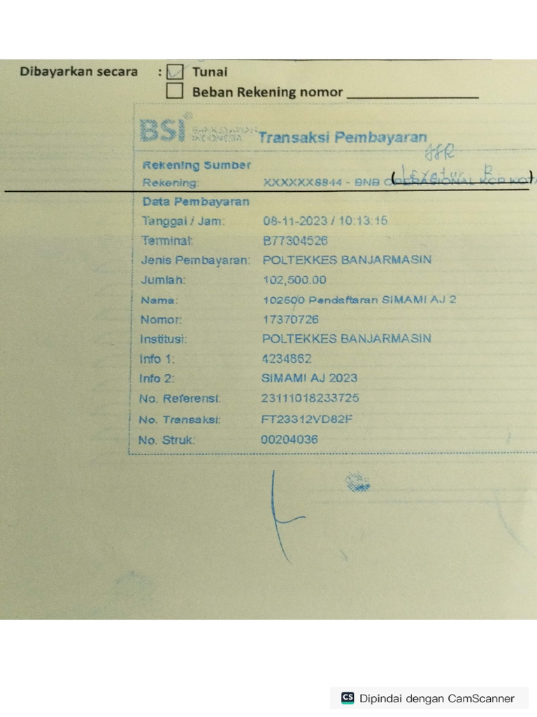 Bukti Bayar Pendaftaran | PDF