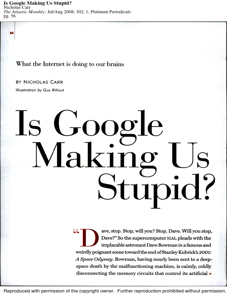 Carr Nicholas Is Google Making Us Stupid | PDF
