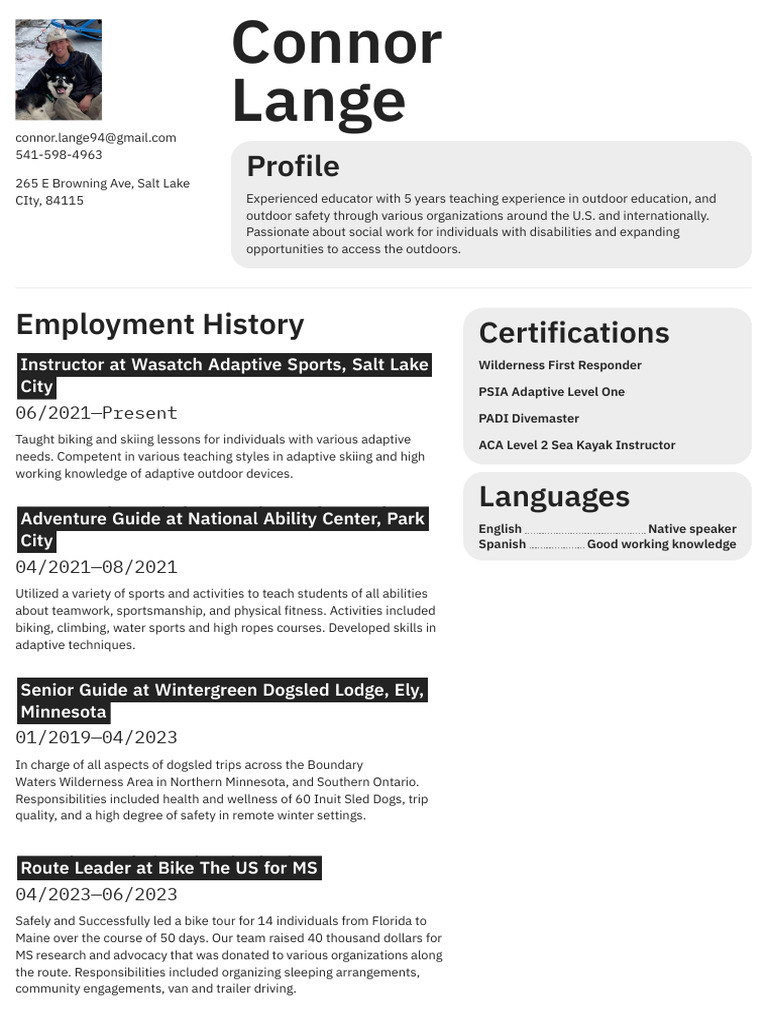 Connor Lange Resume | PDF