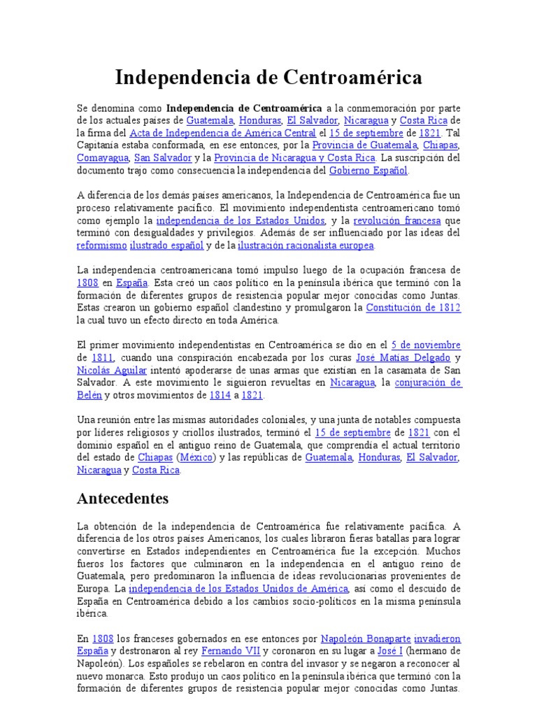Independencia de Centroamérica | PDF | Gobierno | Agitación
