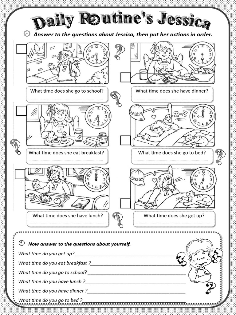 Daily Routines Picture Description Exercises 16190 | PDF | Meal ...