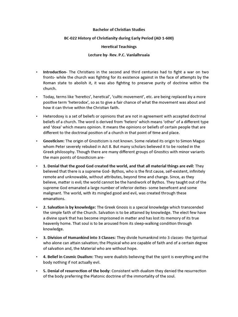 Heretical Teachings | PDF | Soul | Gnosticism