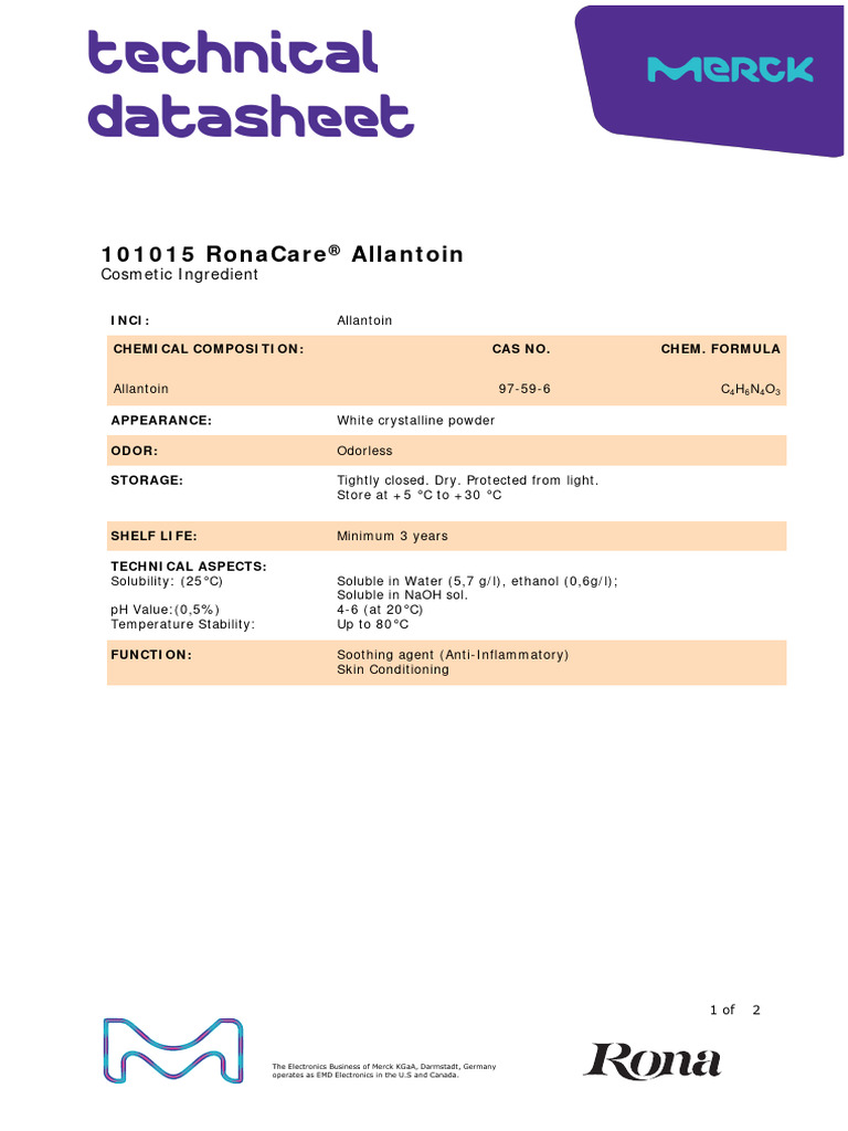 TDS-003222 - Technical Data Sheet - EXTERNAL - Merck | PDF | Cosmetics ...