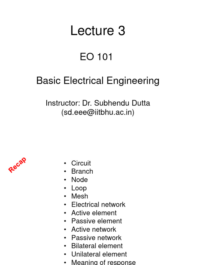 Slides of Lecture3 | PDF | Electrical Network | Electronics
