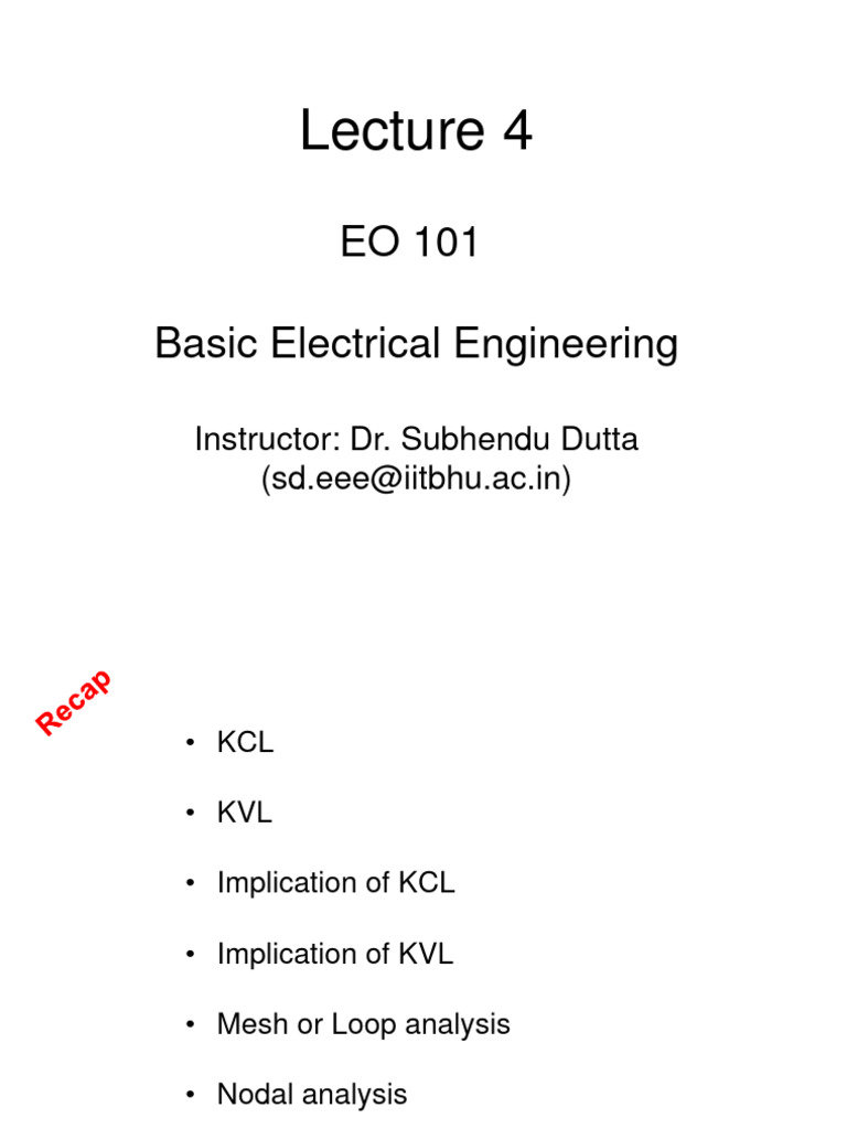 Slides of Lecture4 | PDF | Electricity | Electronic Engineering