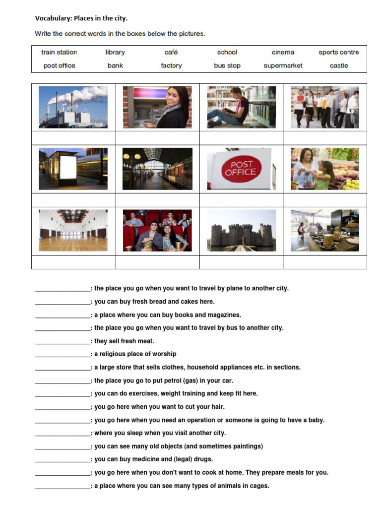 City Places Vocabulary Guide | PDF | Cheque