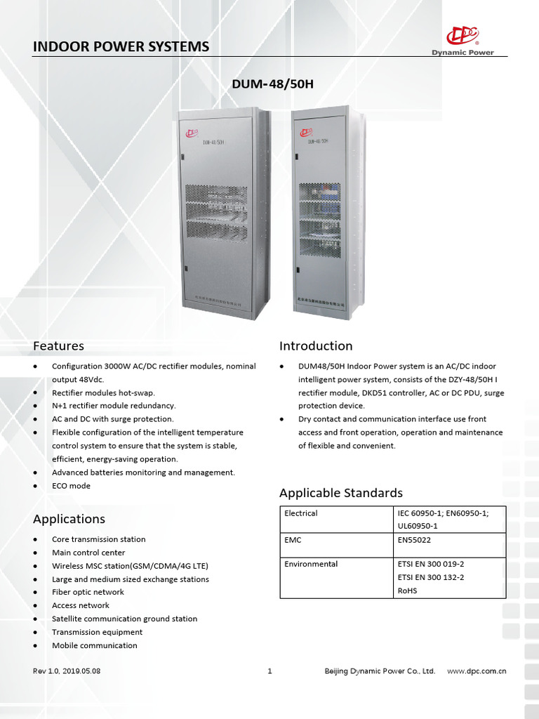 5.1.3.1 Ficha Técnica Del Indoor DC Rectificación - DPC NOC | PDF ...