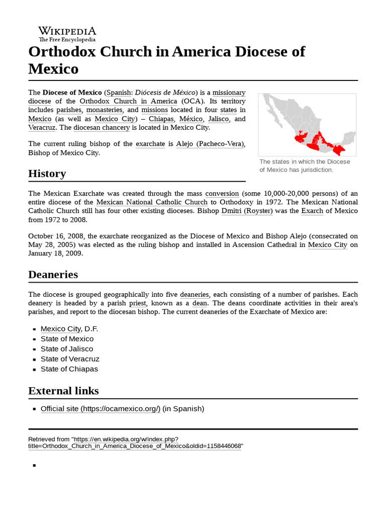 Orthodox Church in America: Diocese of Mexico Overview | PDF | Religion ...