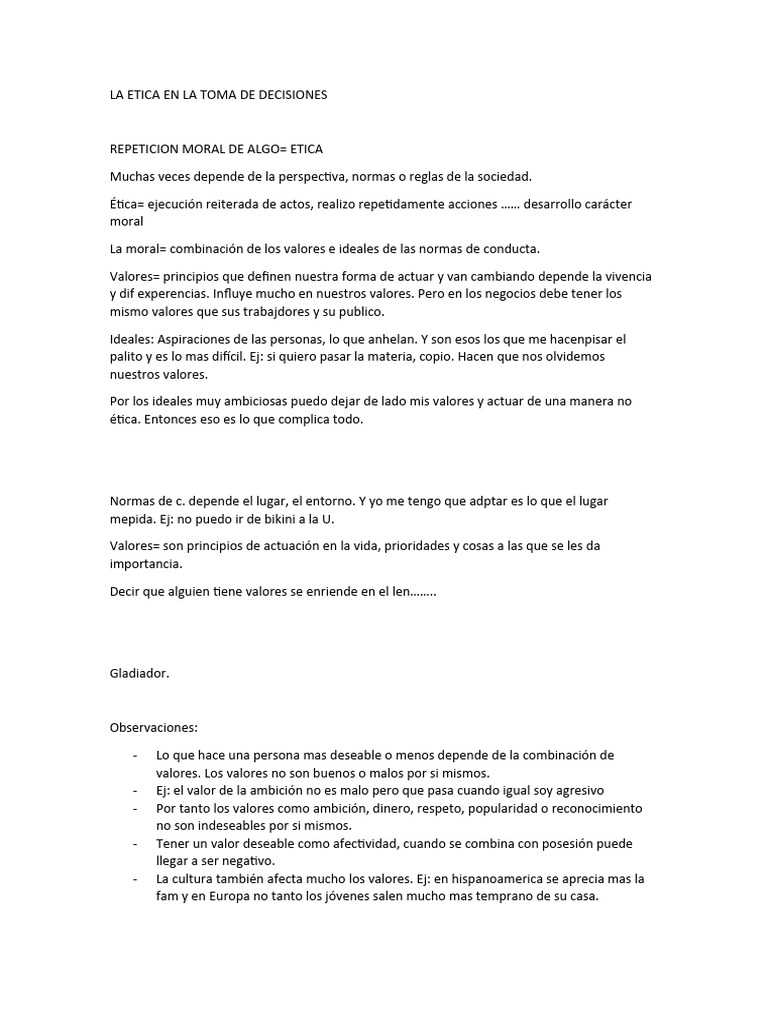 Tema Final Analisis para La Toma de Decisiones | PDF | Sustentabilidad | Moralidad