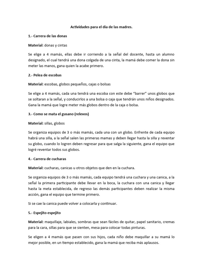 Actividades Divertidas para el Día de las Madres | PDF