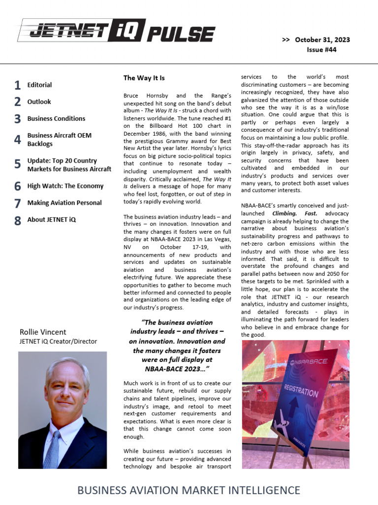 Jetnet Assets - Uploads - Iq-Pulse - JETNET Iq Pulse - November 2 2023 | PDF | Economies | Aircraft