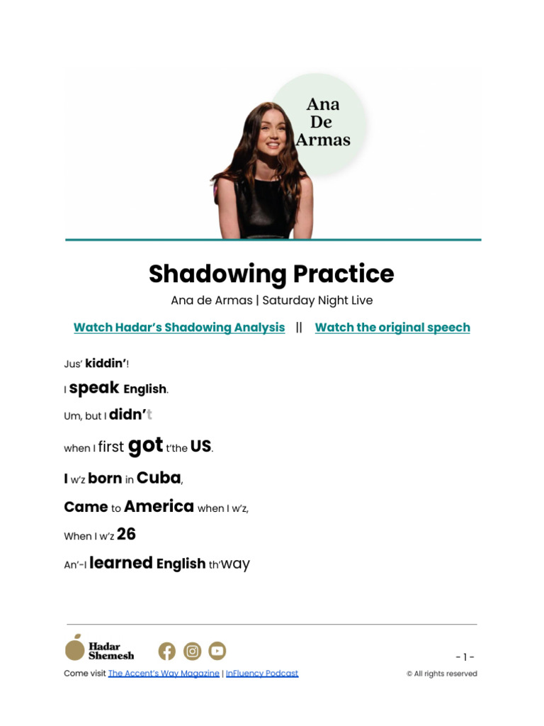 Ana de Armas SNL Shadowing Guide | PDF
