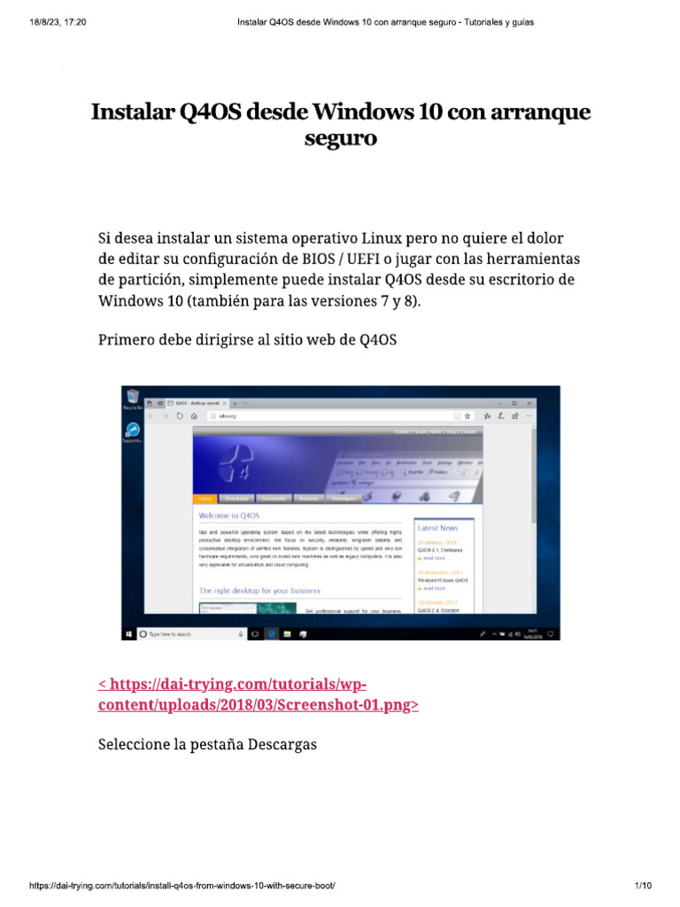 Instalar Q4OS Desde Windows 10 Con Arranque Seguro | PDF