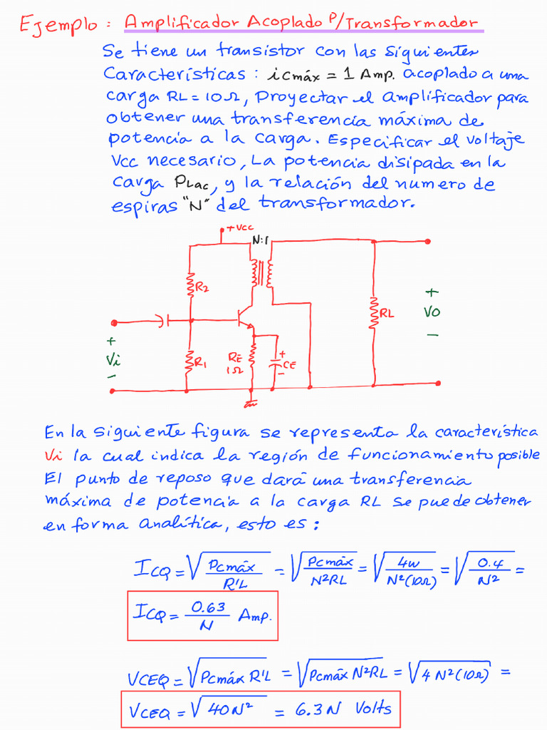 11 de Noviembre de 2021 Ejemplo de Un Amp. de Potencia Aoplado Por Transformador | PDF