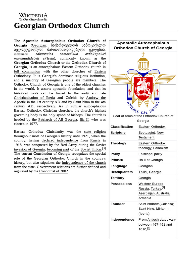 Georgian Orthodox Church | PDF | Georgia (Country) | Eastern Christianity