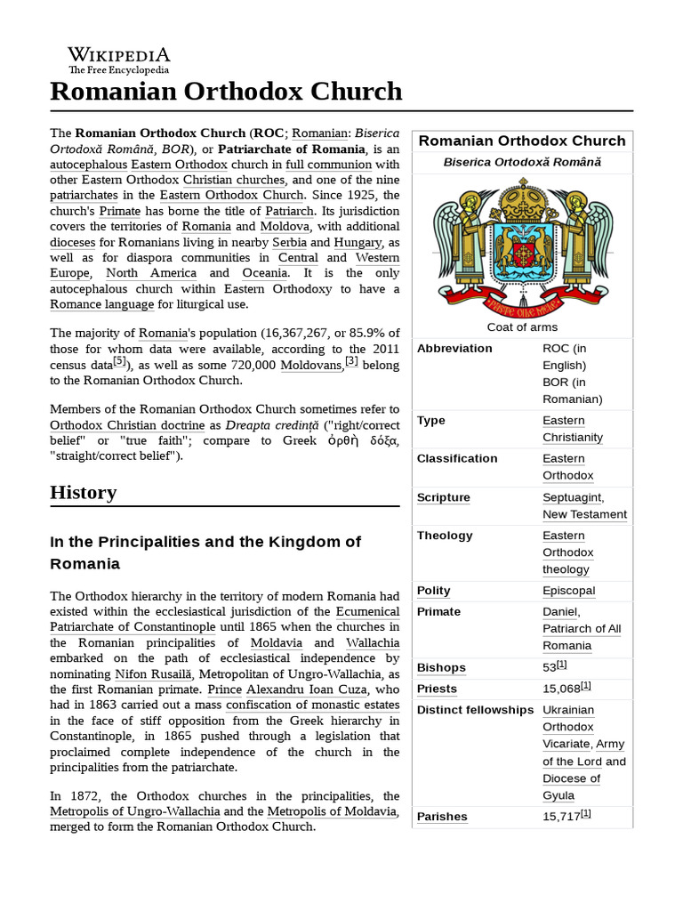 Overview of the Romanian Orthodox Church | PDF | Christian ...