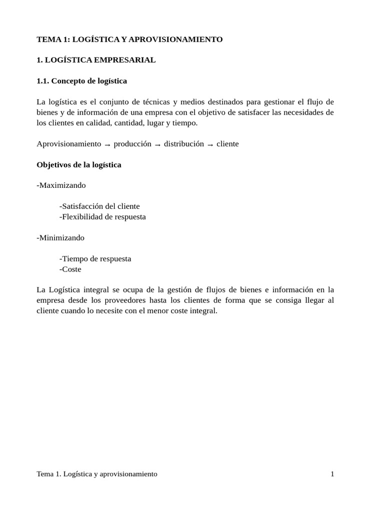 t1. Logistica y Aprovision. Apuntes Definitivoooo | PDF | Logística ...