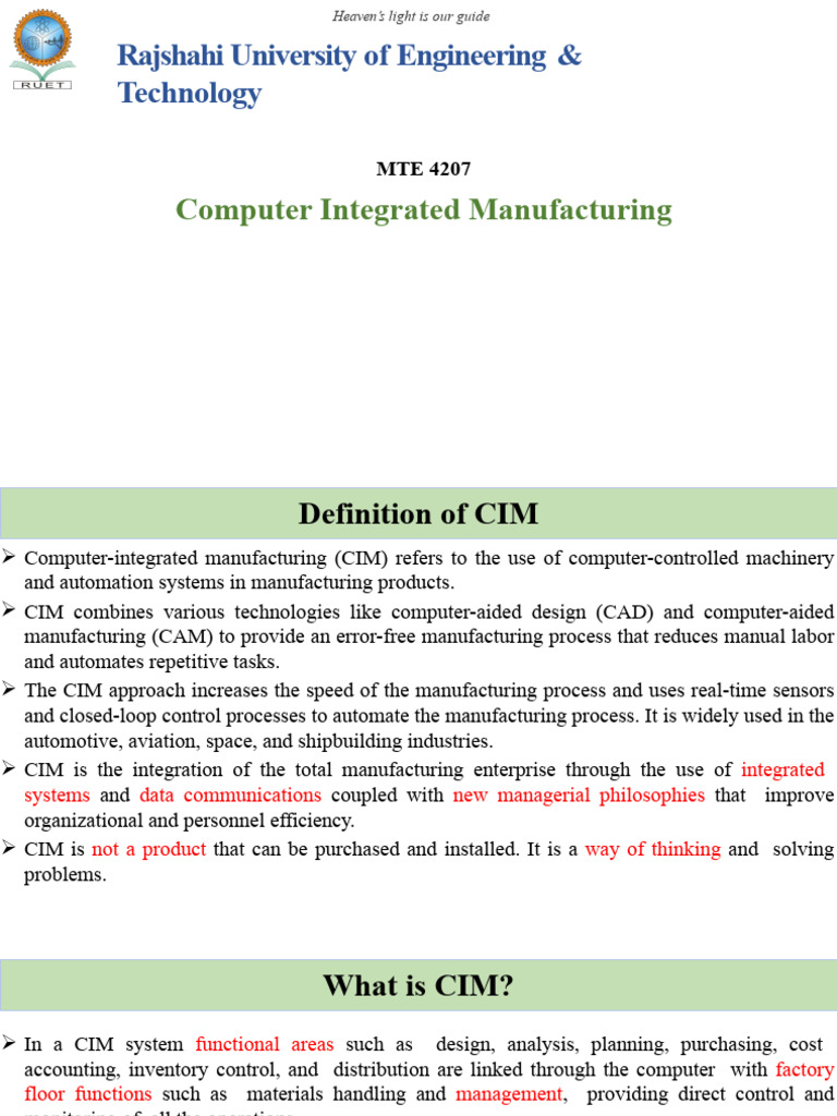 Introduction To CIM | PDF | Automation | Warehouse