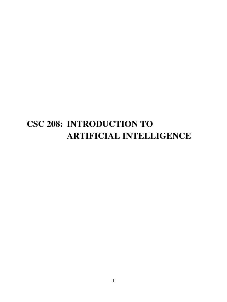 CSC 208 Note | PDF | Artificial Intelligence | Intelligence (AI ...