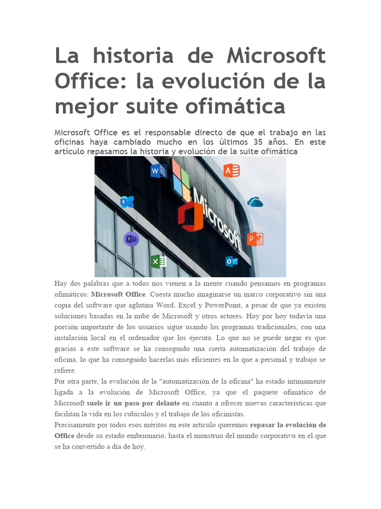 La Historia de Microsoft Office | PDF | Microsoft Office | Microsoft