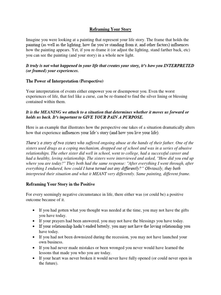 Reframing Your Story | PDF | Cognition | Social Psychology