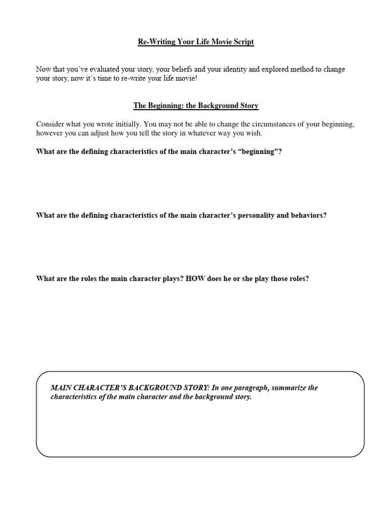 Rewriting Your Life Movie Script | PDF | Plot (Narrative) | Psychology