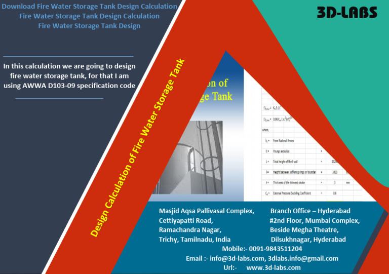 Design Calculation of Fire Water Storage Tank | PDF