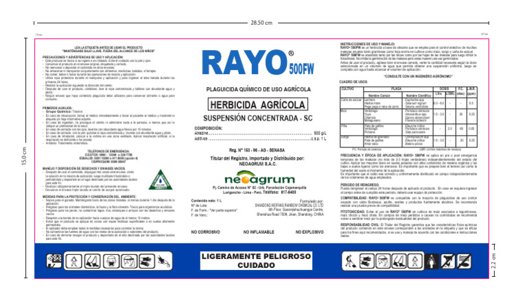 Rayo 500 FW - 1L | PDF | Agua | Maíz