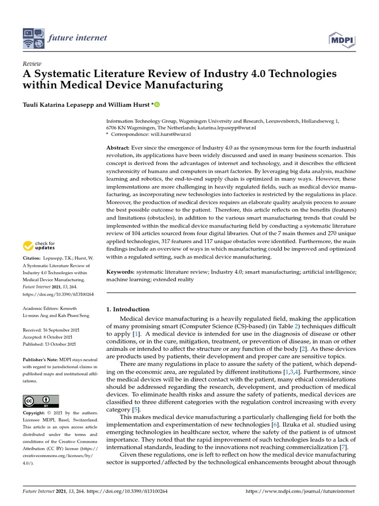 Q2 - A Systematic Literature Review of Industry 4.0 Technologies | PDF | Internet Of Things ...