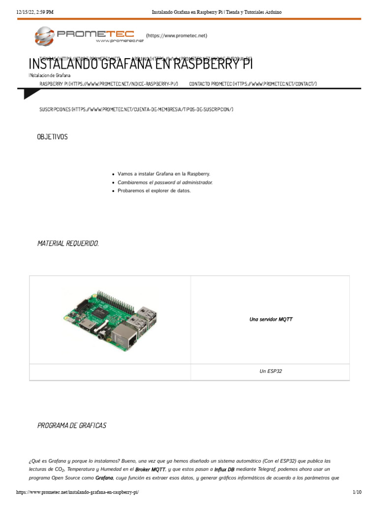 Instalando Grafana En Raspberry Pi Tienda Y Tutoriales Arduino Pdf Red Mundial Internet 8361