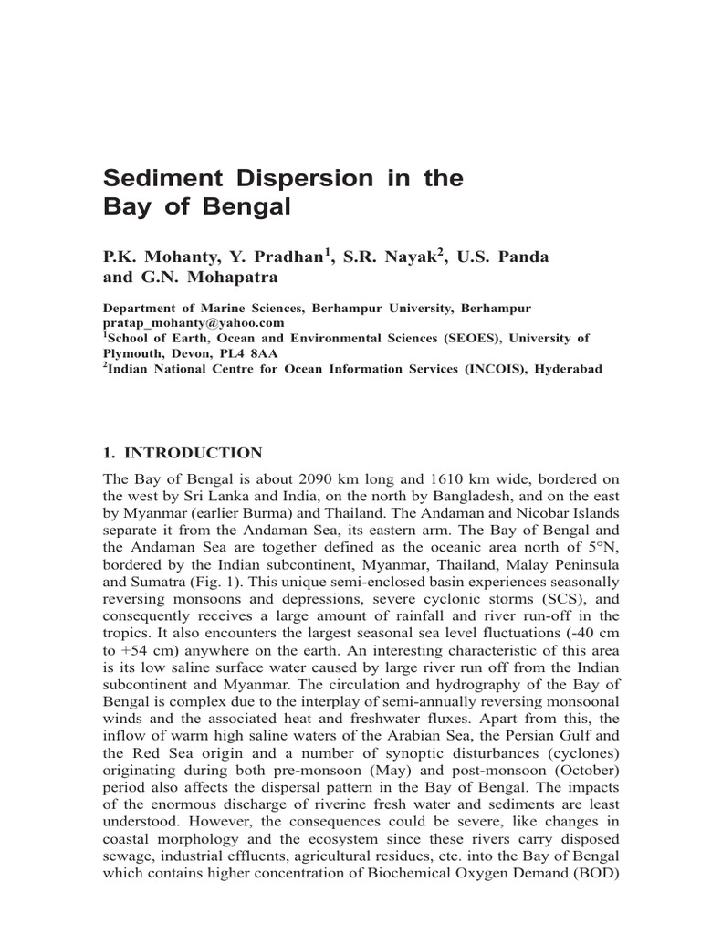 Sediment Dispersion in The Bay of Bengal | PDF | Tide | Monsoon
