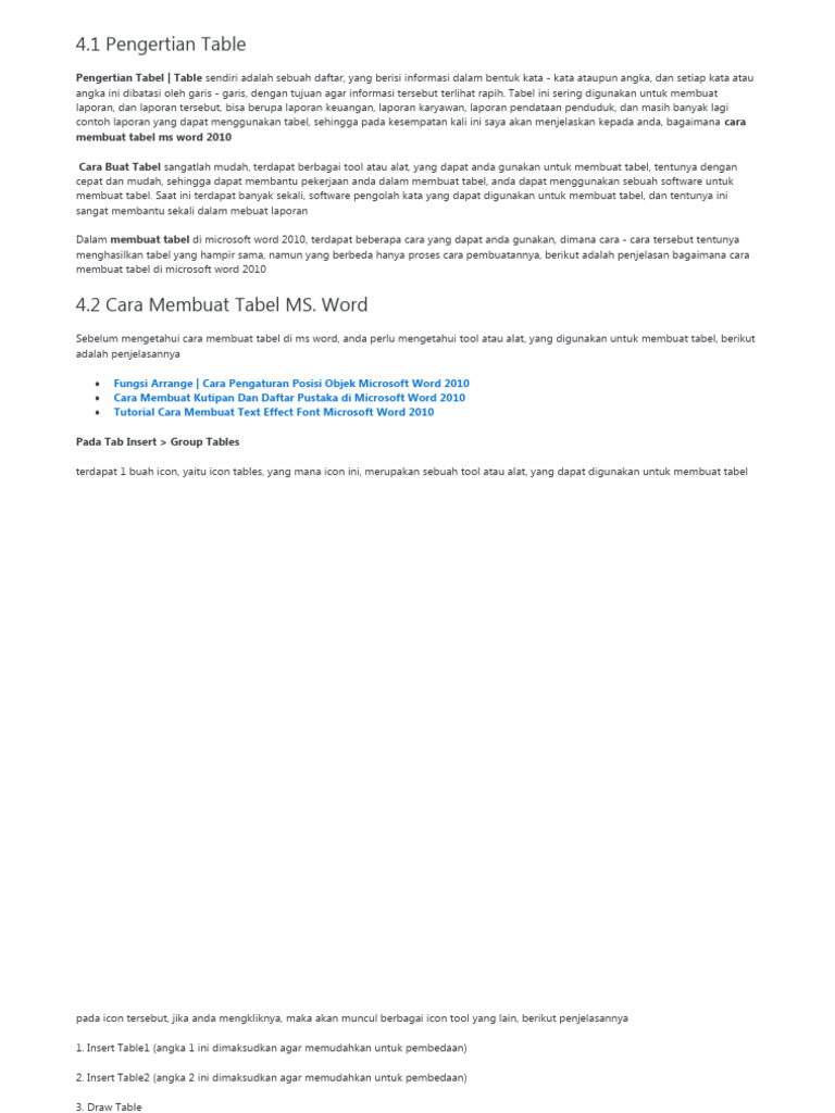 Materi M.word Table, Footer, DL | PDF