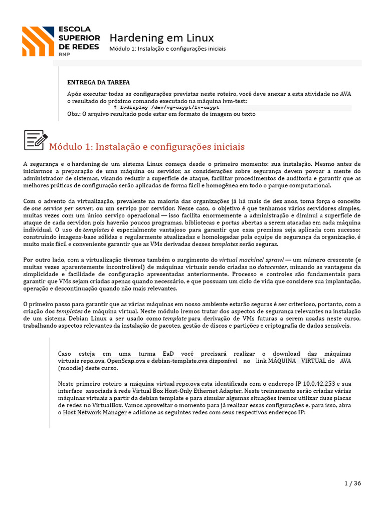 Atividades Modulo 1 Hardering | PDF | Linux | Rede de computadores