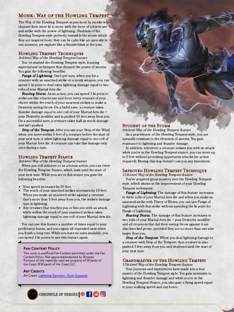 Monk - Way of The Howling Tempest v.1.0 | PDF | Storms | Natural Hazards