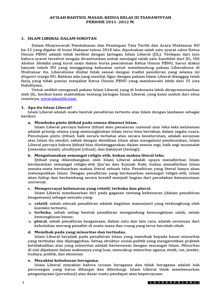 Tentang Jaringan Islam Liberal | PDF