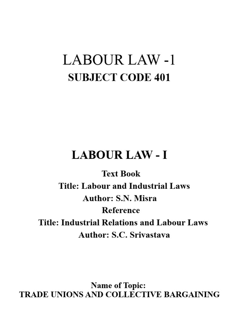 Labour Law Unit - 1 | PDF | Labour Law | Sovereign Immunity